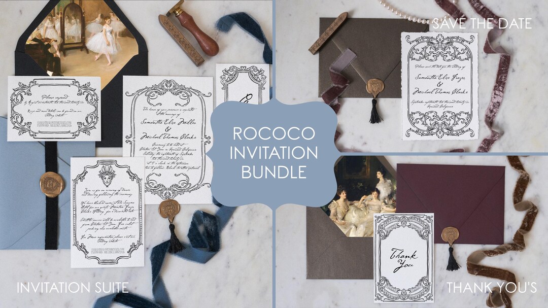 Rococo Invitation Bundle Stationery Set Editable Wedding Invite ...