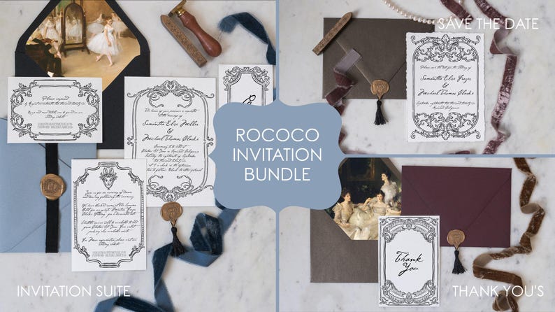 Rococo Invitation Bundle Stationery Set Editable Wedding Invite ...
