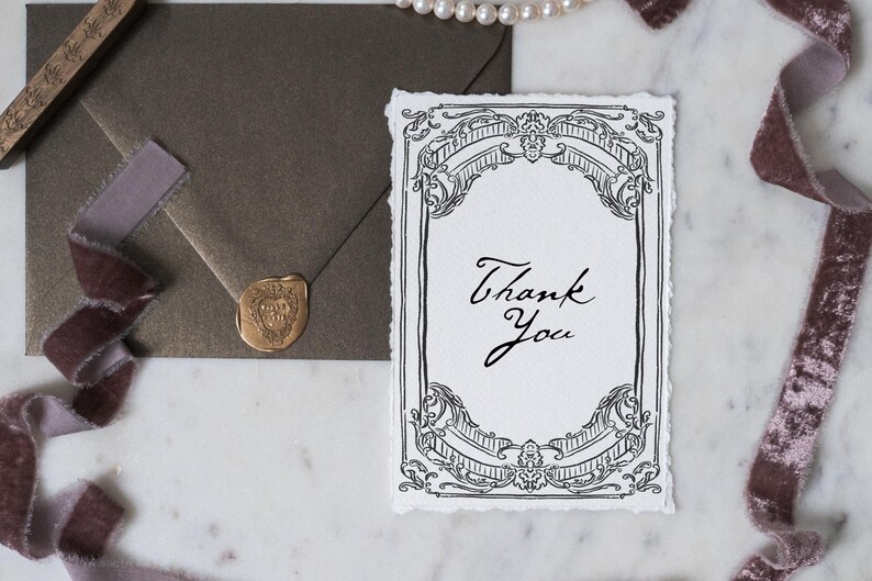 Rococo Thank You Cards Editable Wedding Stationery Template, Instant ...