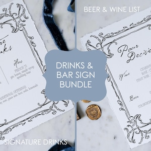 Rococo Bar Sign Signature Drinks Bundle Set Editable Wedding Template ...