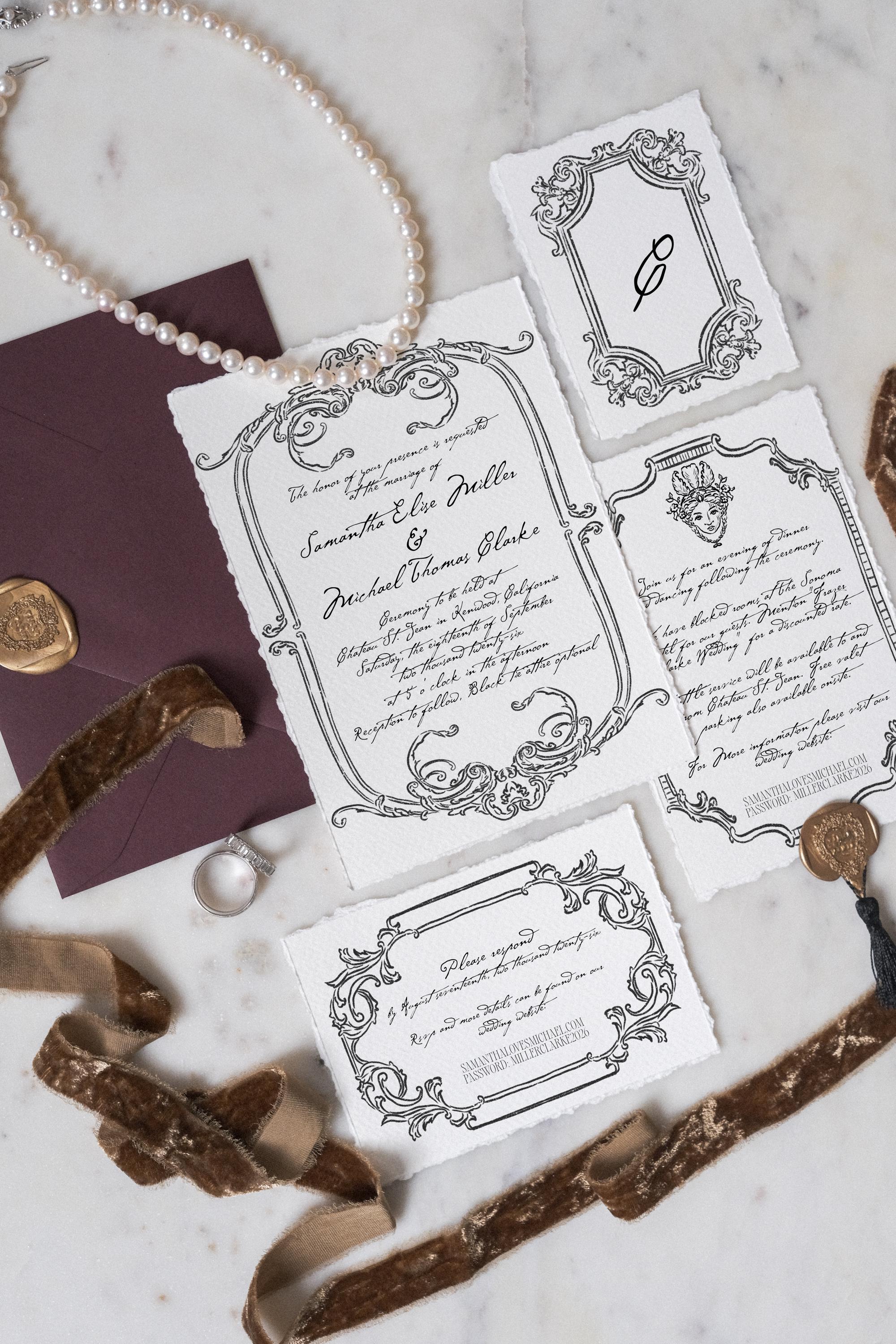 Rococo Invitation Suite Editable Wedding Stationery Set Template ...