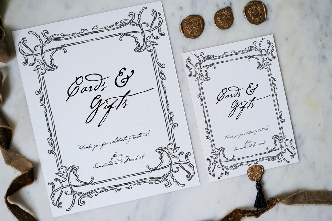 Rococo Wedding Card & Gift Table Sign Template (instant Digital ...