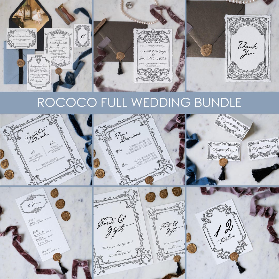 Rococo Full Wedding Stationery Template Bundle (instant Digital ...