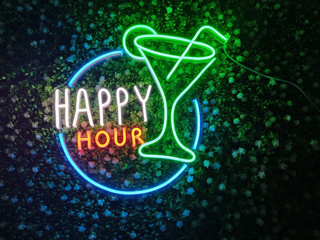 Happy Hour Neon Sign | Bar Neon Sign Custom | Neon Sign Light | Neon ...