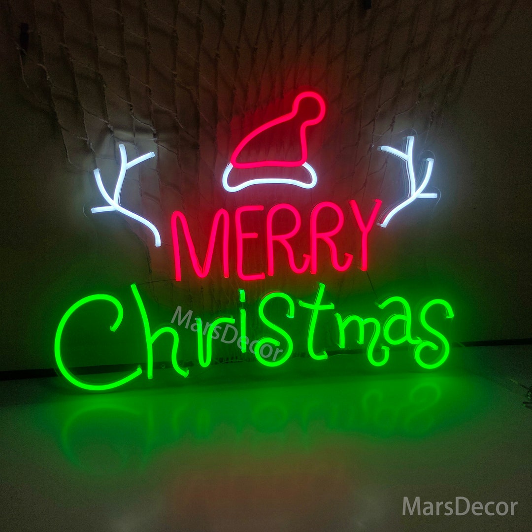 Merry Christmas Neon Sign | Neon Sign Custom | Neon Sign Bedroom ...