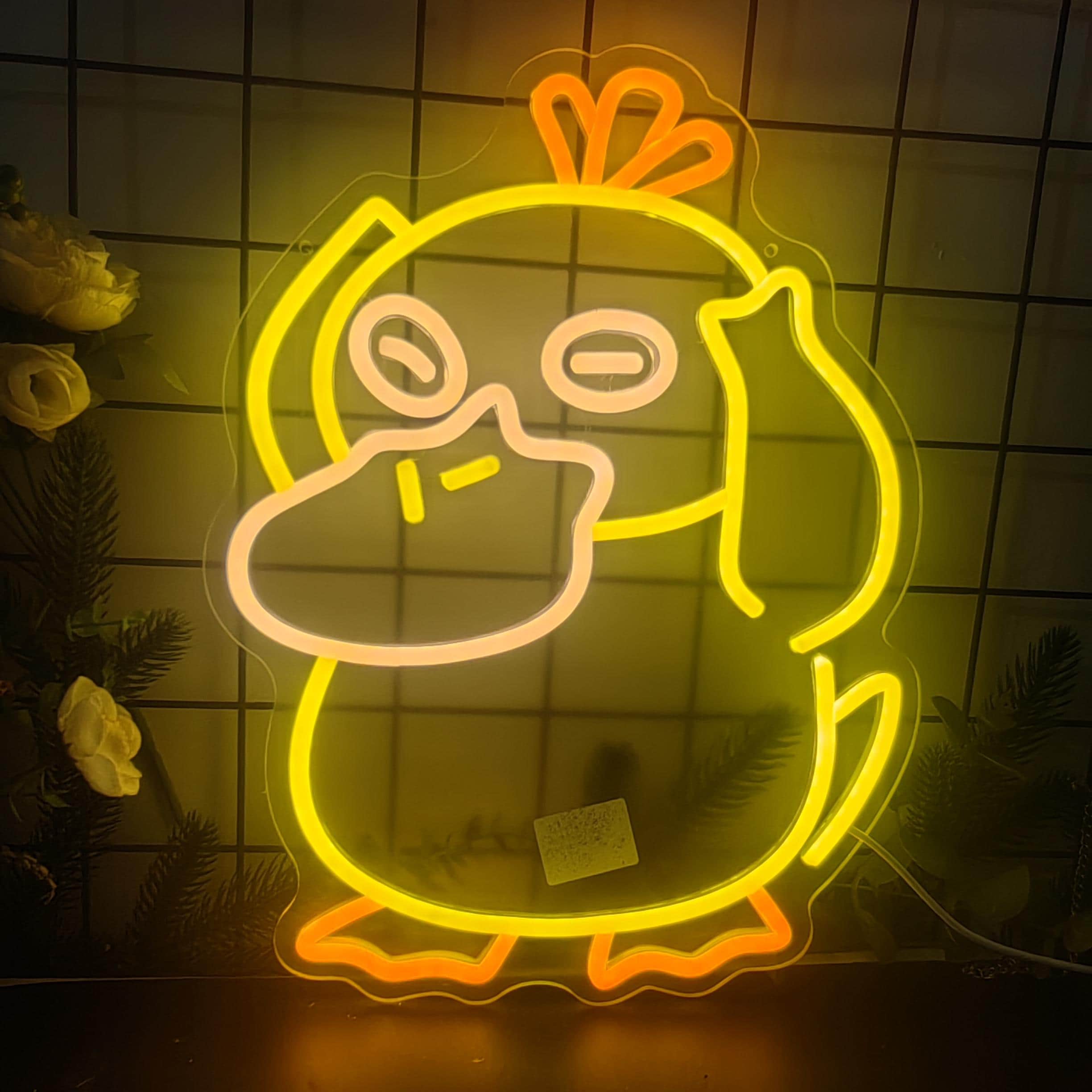 Cute Cartoon Duck LED Neon Sign, Game Room Neon Sign, Duck Neon Sign ...