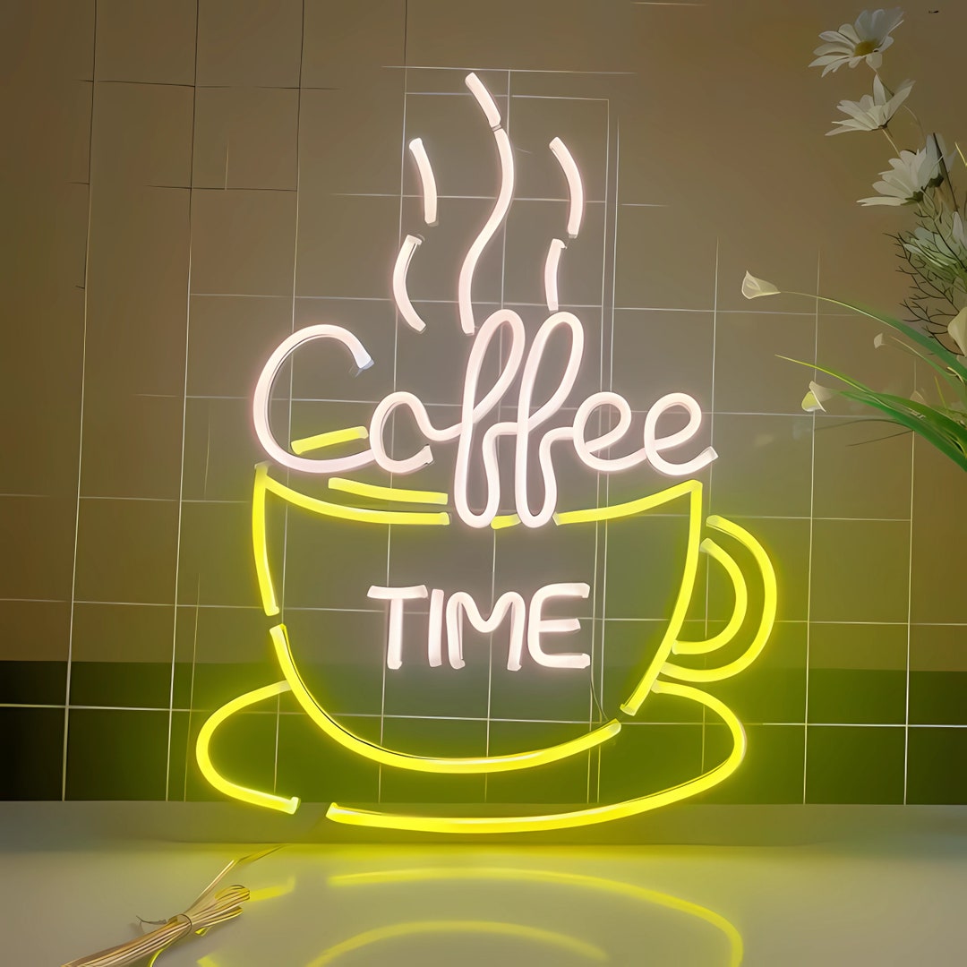Coffee Neon Sign Coffee Time Cup Shop LED Light for Home Decor Party ...