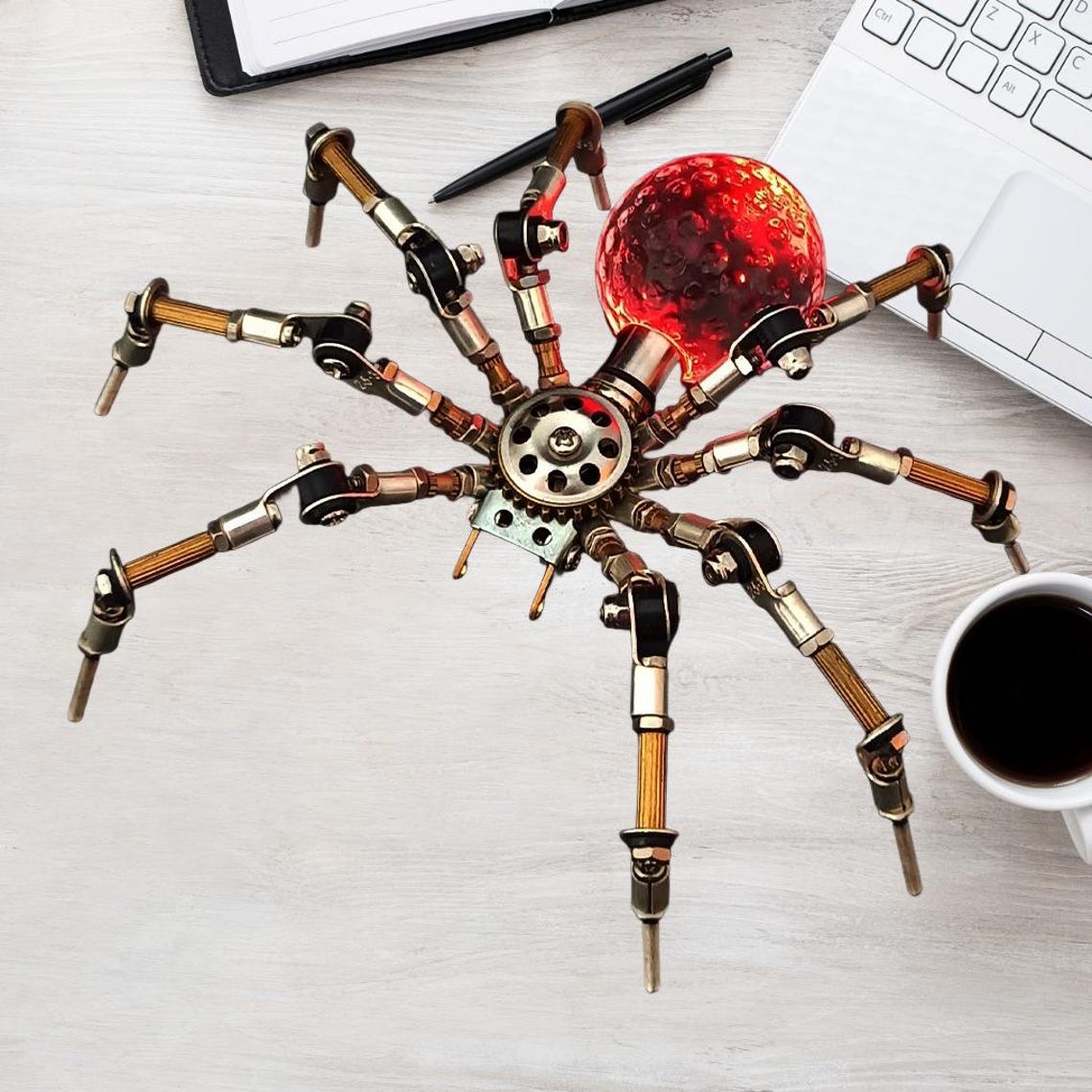 Steampunk Mechanical Insect Glowing Spider DIY Assembly Puzzle Metal ...