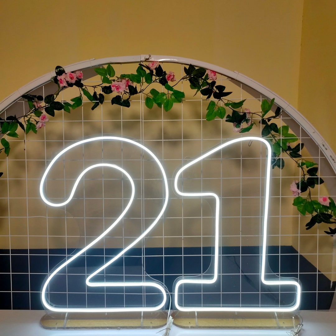 21 Neon Signs,neon Sign Custom, Twenty One Birthday Decor ,digital Neon ...