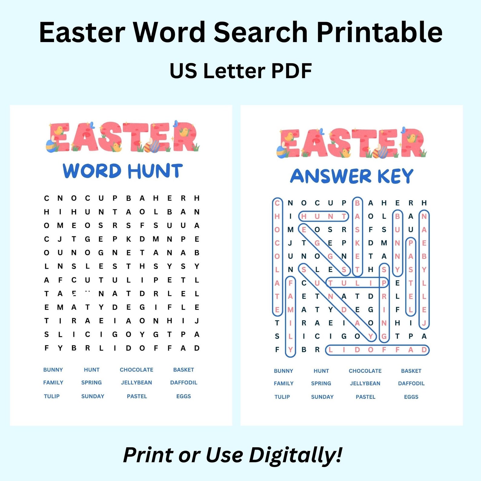Easter Word Search Printable | Easter Activity for Kids and Adults ...