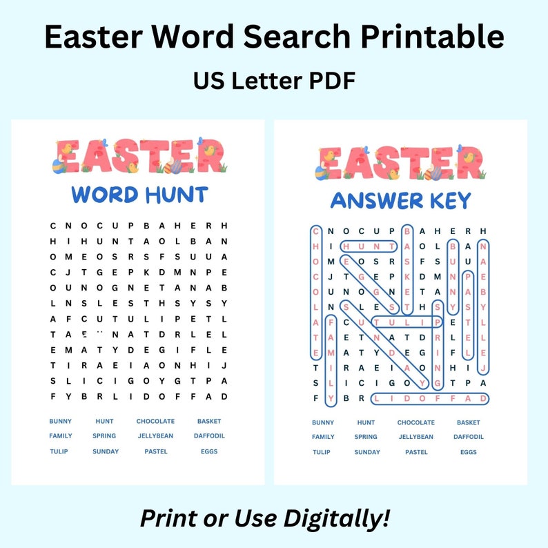 Easter Word Search Printable | Easter Activity for Kids and Adults ...