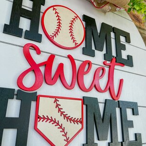 Baseball Door Hanger, Front Door Decor, Summer Wreath, Home Sweet Home ...