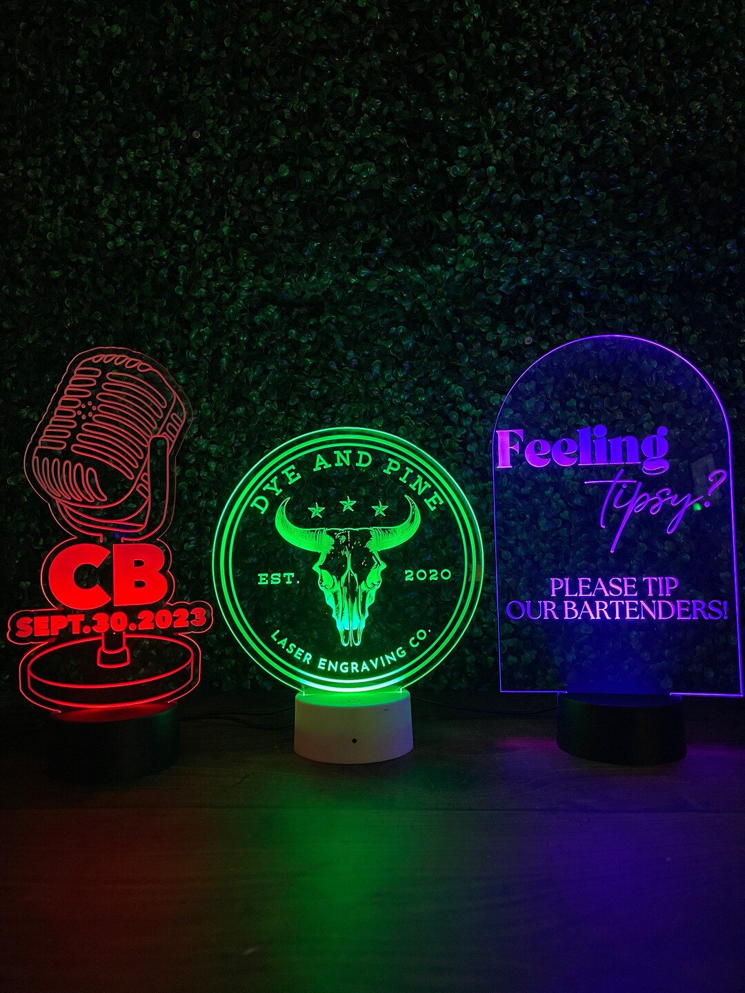 Led Centerpiece, Custom Led Light, Led Acrylic Sign, Night Light, Led ...