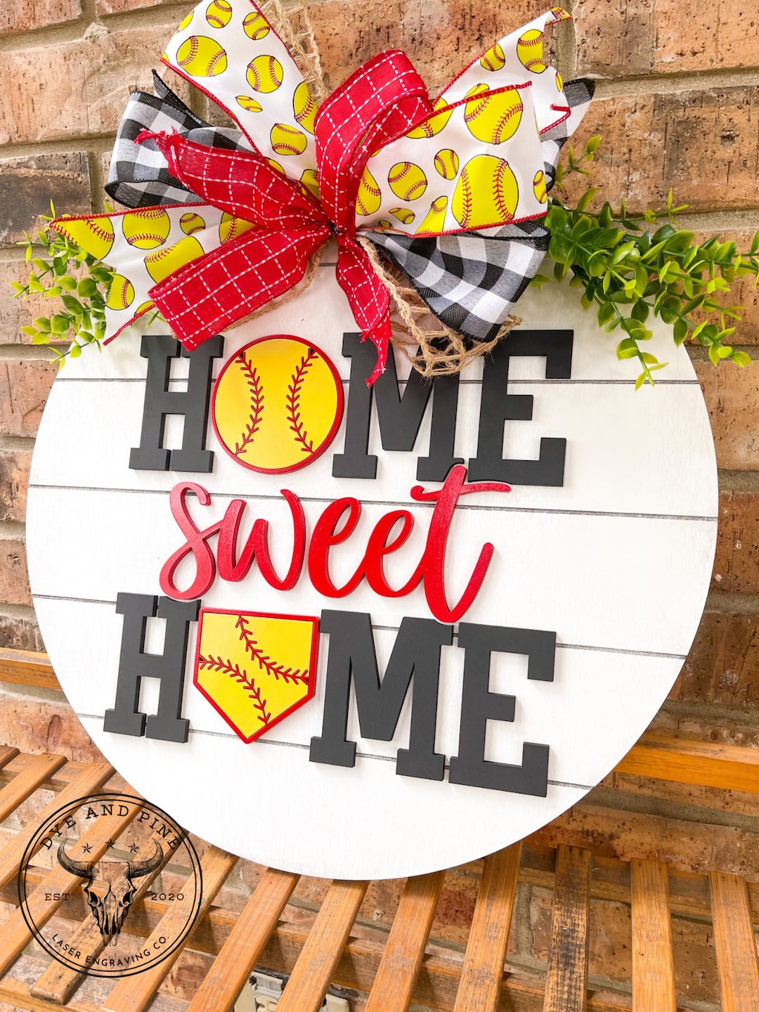 Baseball Door Hanger, Front Door Decor, Summer Wreath, Welcome Sign ...
