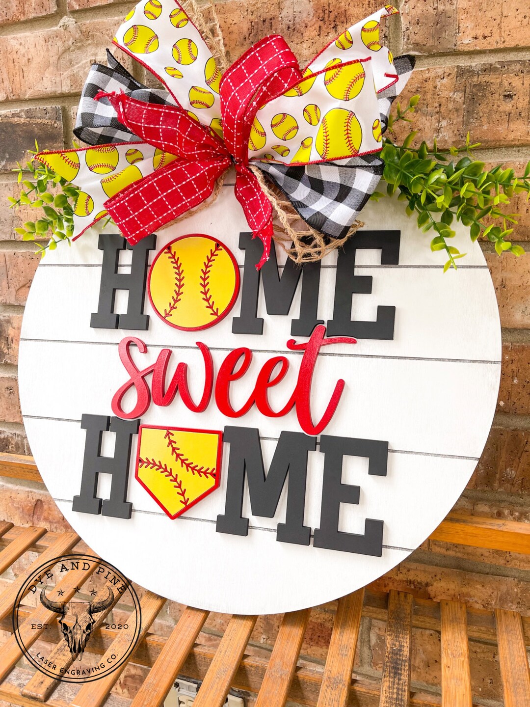 Baseball Door Hanger, Front Door Decor, Summer Wreath, Welcome Sign ...