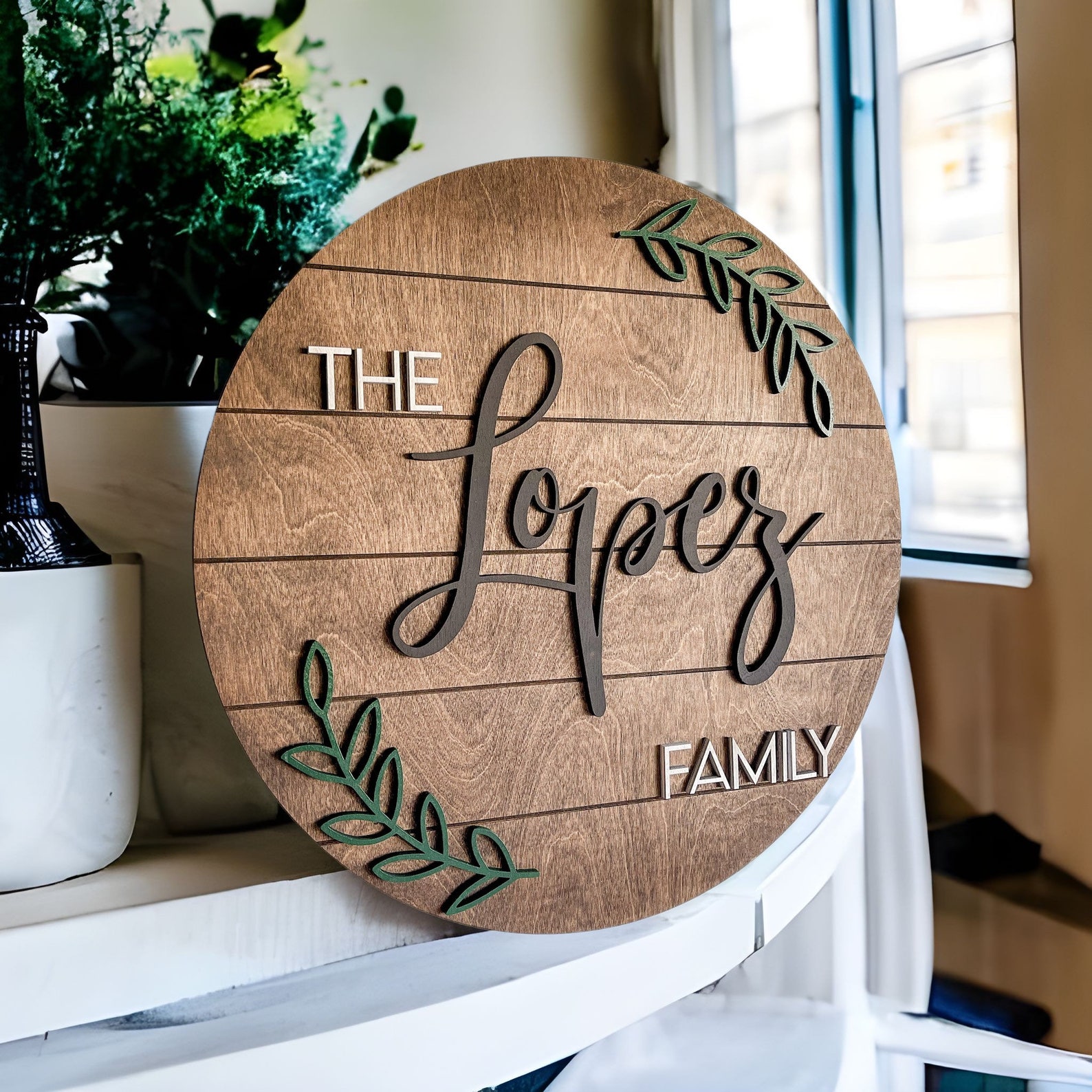 Family Name Sign, Last Name Decor, Last Name Sign, Year Round Wreath ...