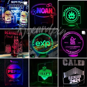 Led Centerpiece, Custom Led Light, Led Acrylic Sign, Night Light, Led ...