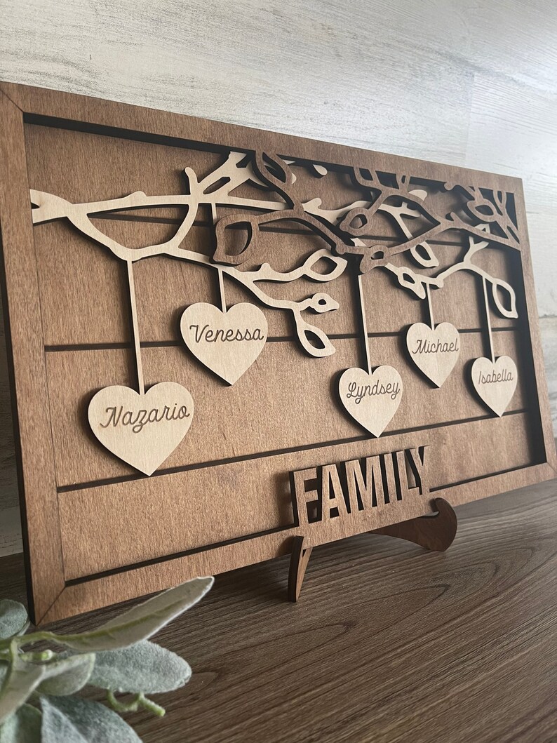 Family Tree Sign Custom Family Tree Sign Hanging Hearts - Etsy