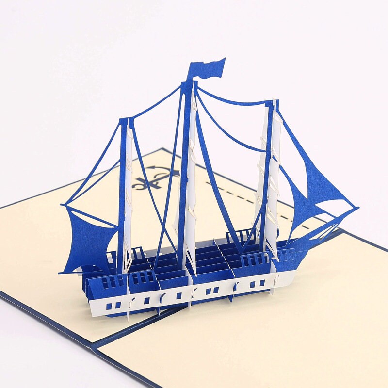 Sailing Ship Pop up Card 2 Styles 3D Card Blue Ship - Etsy UK