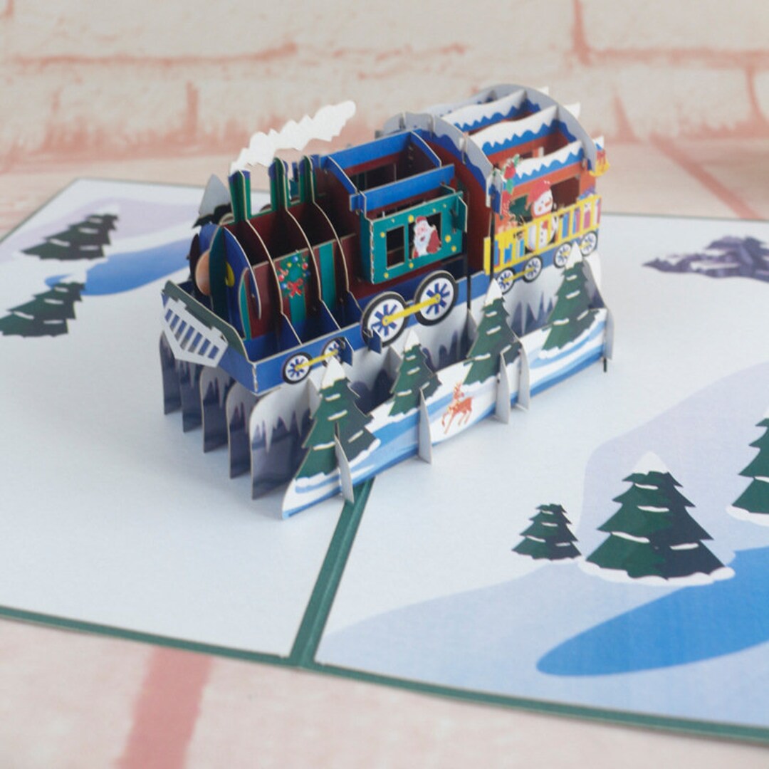 Christmas Pop up Card Christmas Train 3D Card Xmas - Etsy