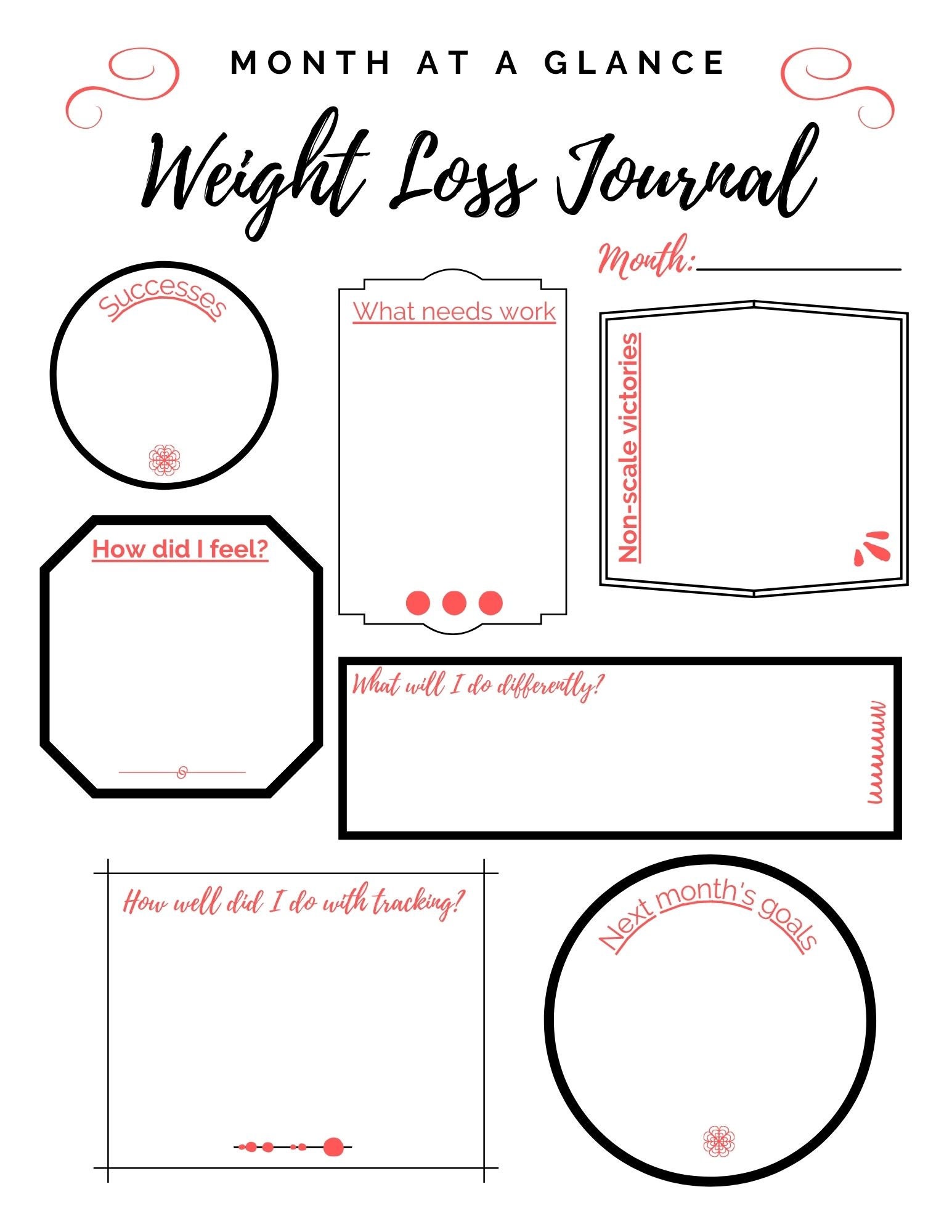 Weight Loss Journal Monthly, Weight Loss Diary - Etsy