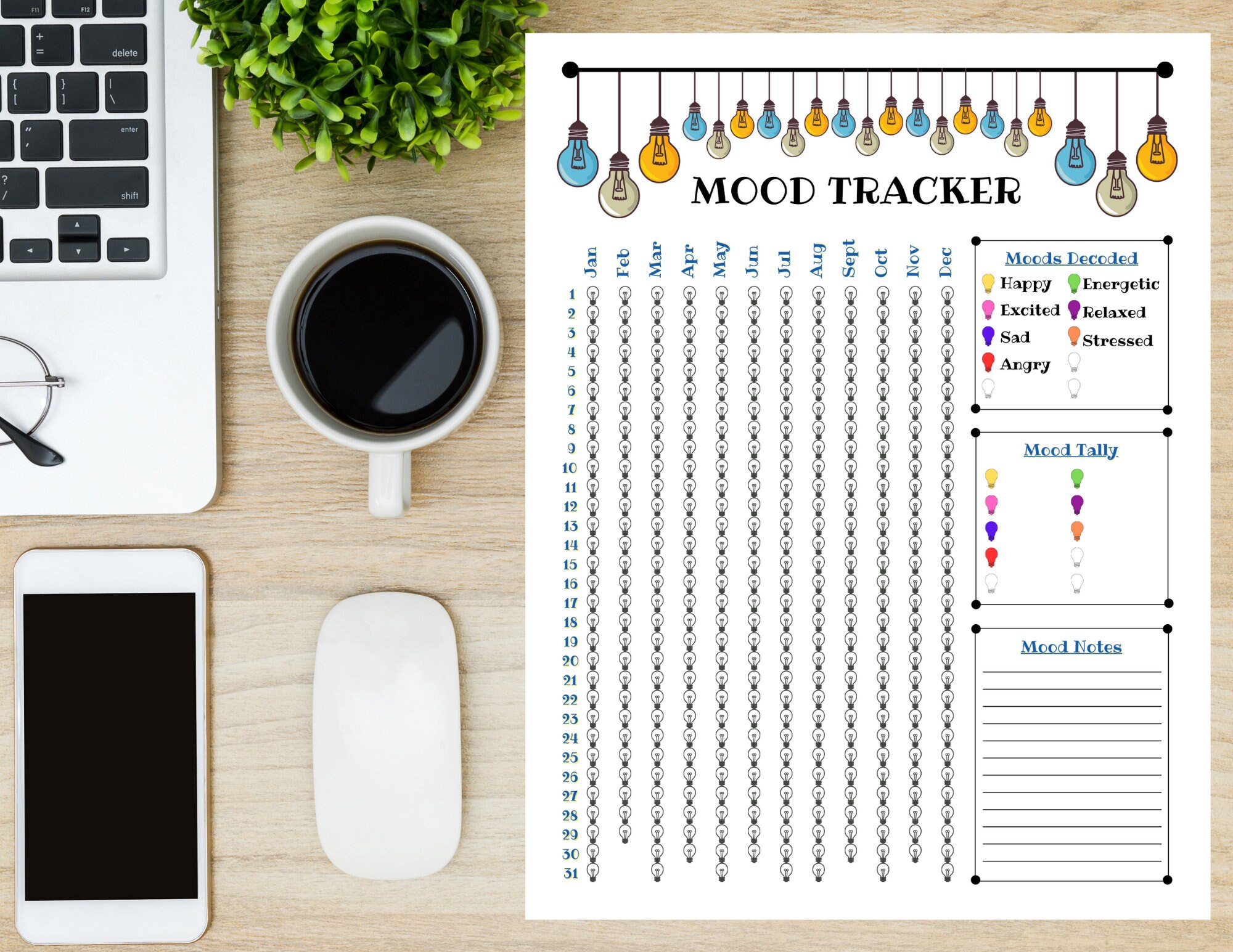 Mood Tracker, Year in Pixels - Etsy