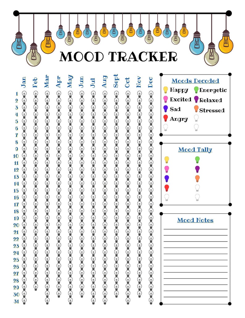 Mood Tracker, Year in Pixels - Etsy