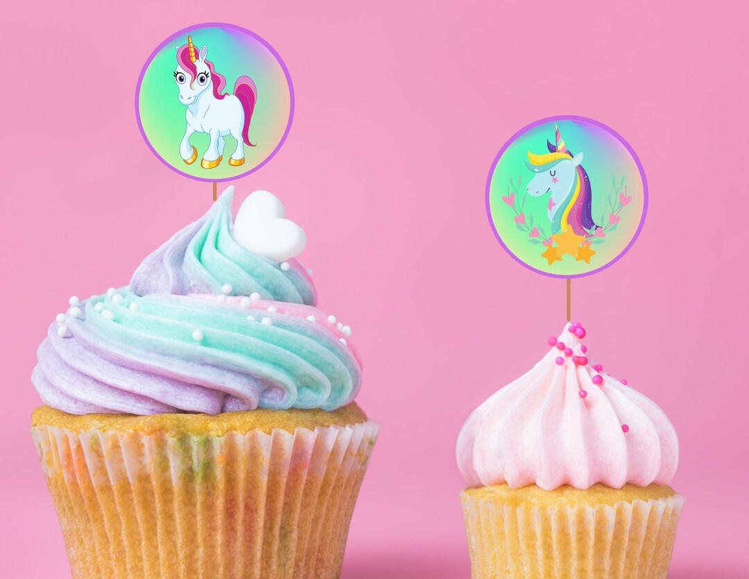 Unicorn Cupcake Toppers; Kids Birthday Party - Etsy