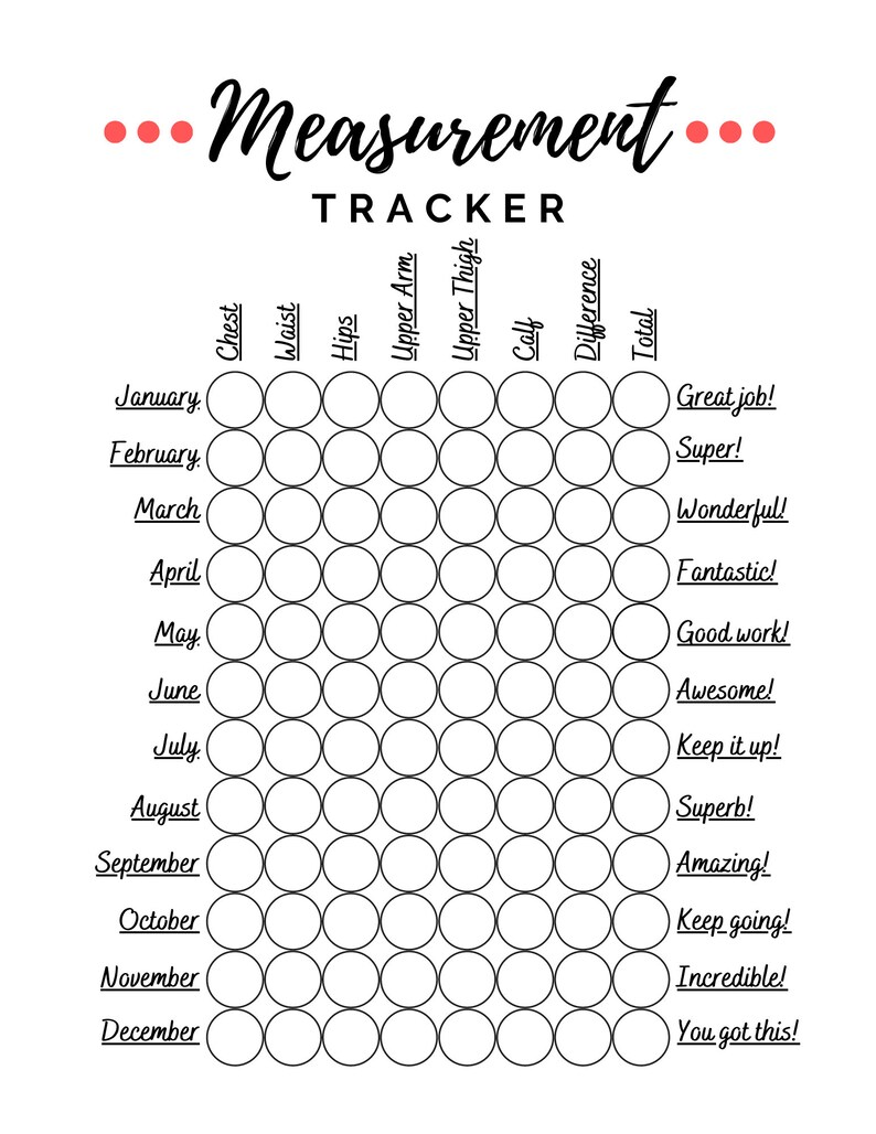 Body Measurement Tracker, Cute, Printable - Etsy