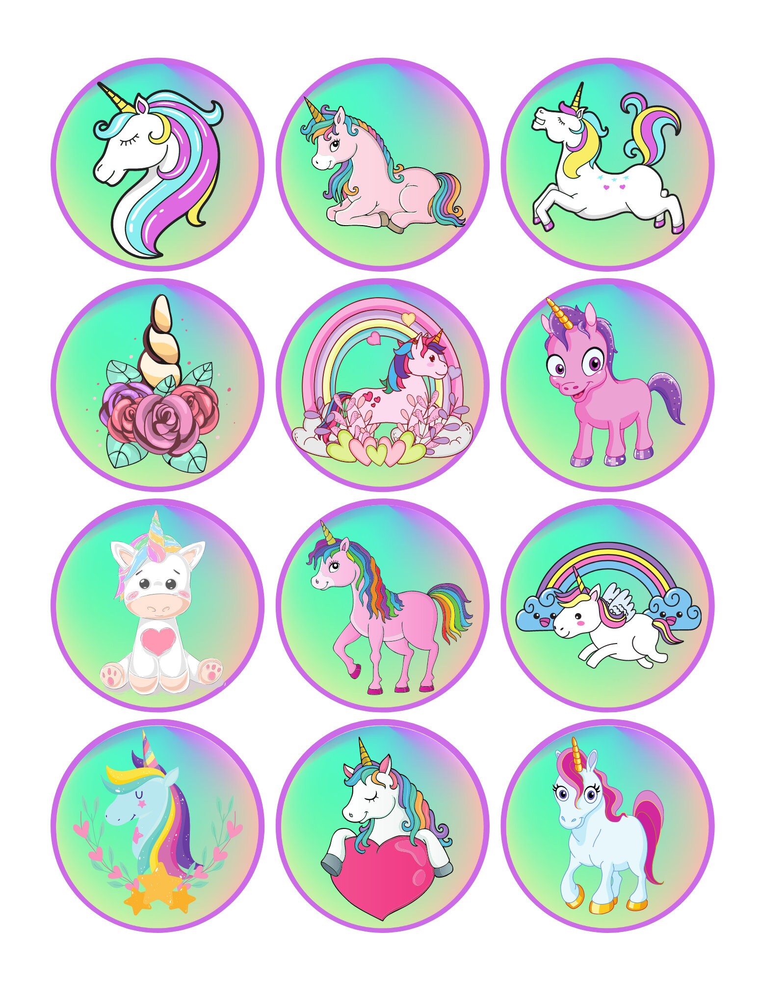 Unicorn Cupcake Toppers; Kids Birthday Party - Etsy