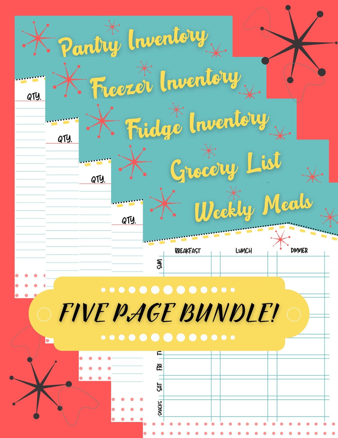 Grocery List, Pantry Inventory List, Freezer Inventory List, Fridge ...