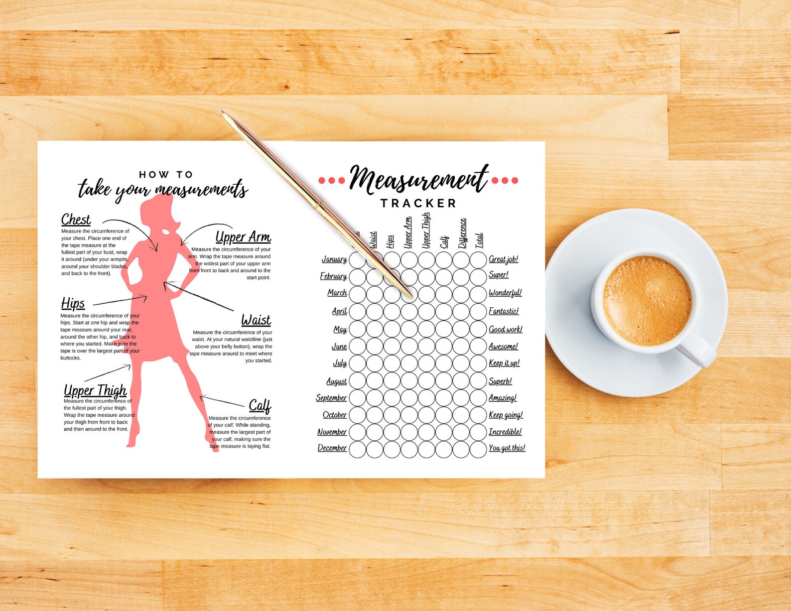 Body Measurement Tracker, Cute, Printable - Etsy