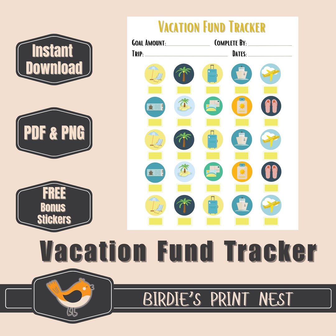 Vacation Fund Tracker Printable | Travel Savings Tracker | Instant ...