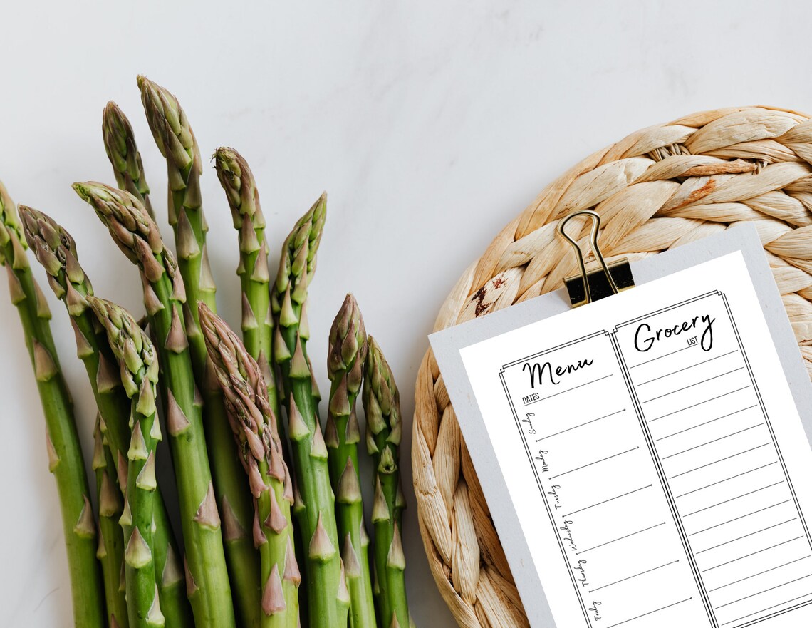 Simple, Clean, Cute Weekly Menu With Grocery List - Etsy