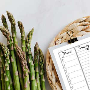 Simple, Clean, Cute Weekly Menu With Grocery List - Etsy