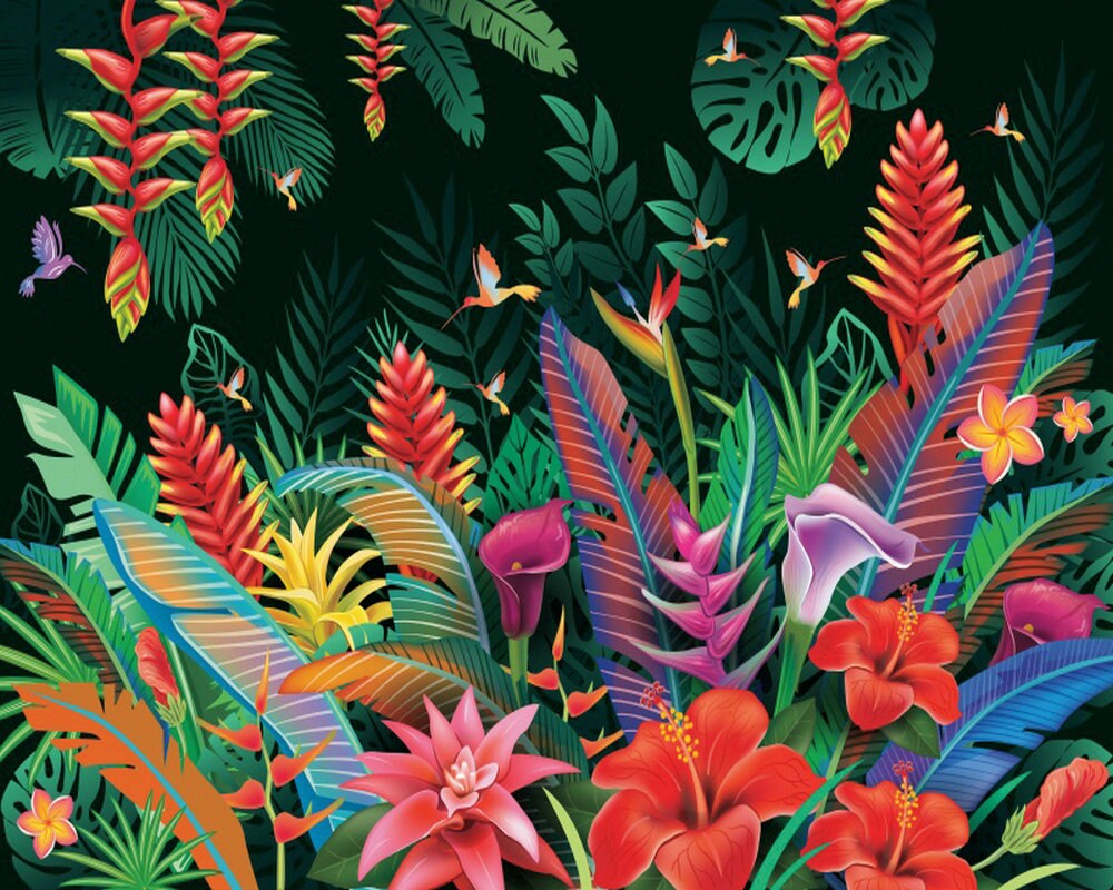 Tropical Spring Green Leaves Wall Photography Backdrop Palm | Etsy