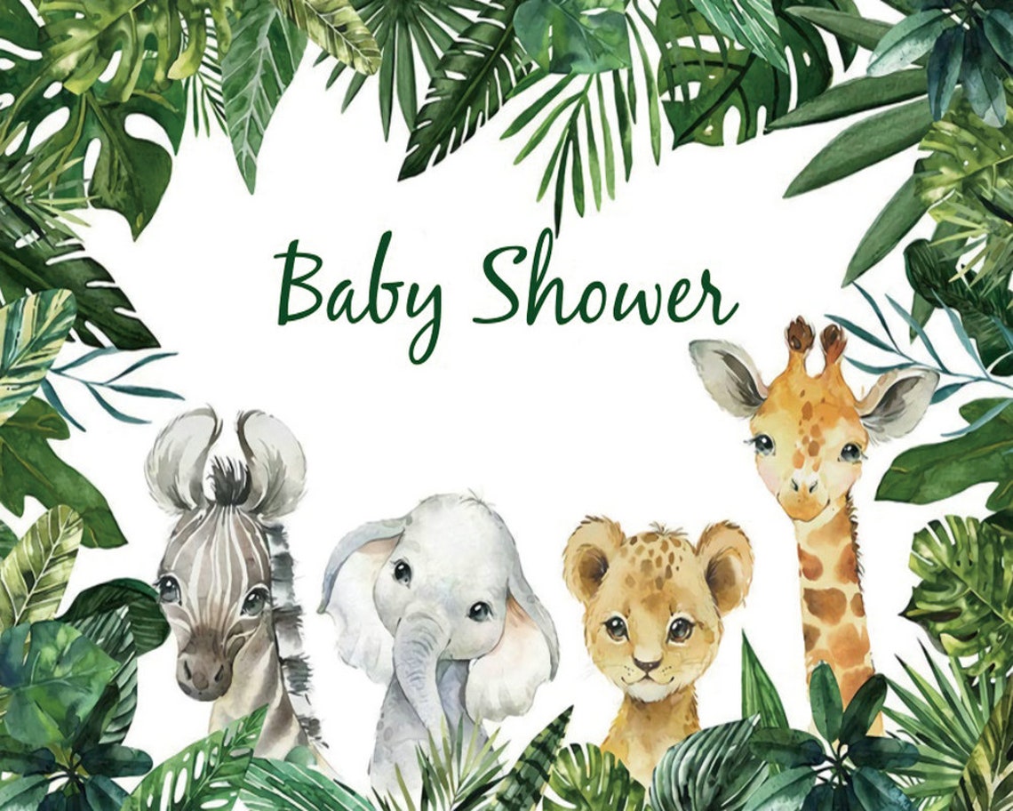 Baby Shower Backdrop Jungle Safari Animals Backdrops Tropical | Etsy