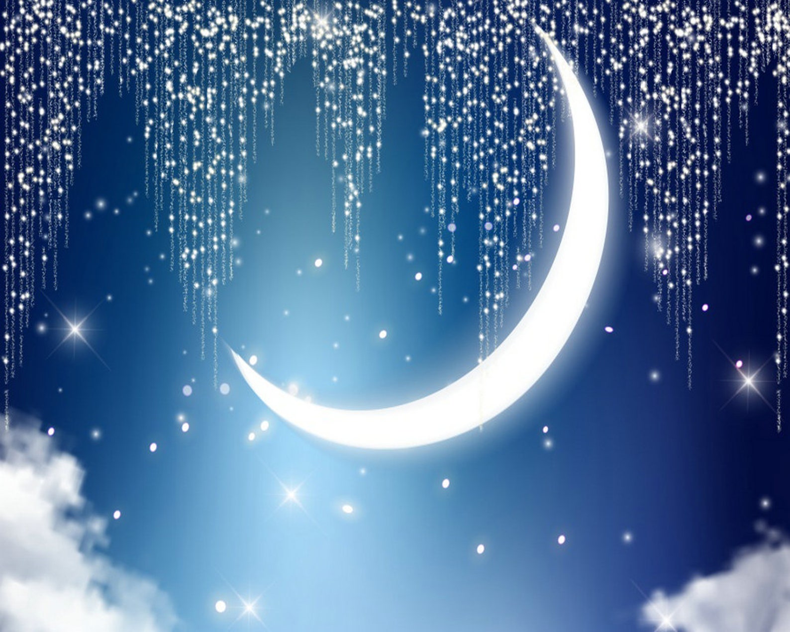 Full Moon and Star Backdrop Starry Sky Backdrops Glitter | Etsy