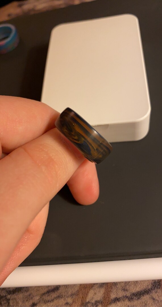 Blue and Gold Handcrafted Bowling Ball Rings | Etsy