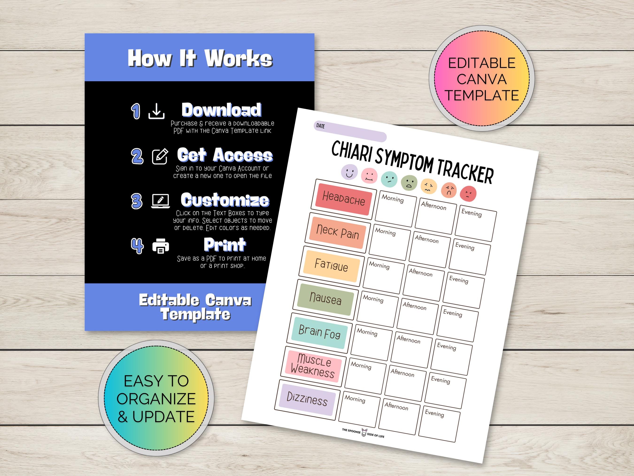 Chiari Symptom Tracker Digital Log for Daily Symptom Management Chiari ...