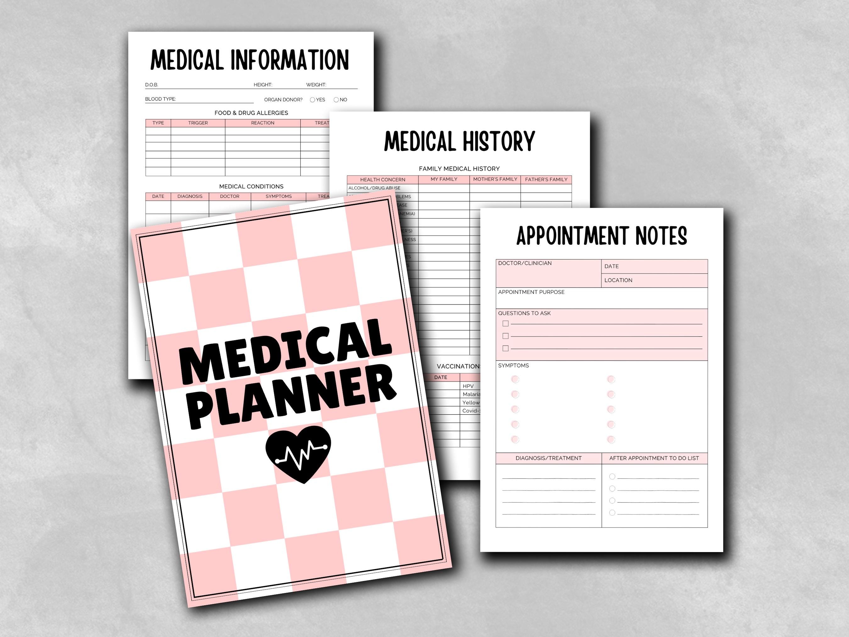 Printable Medical Planner Organize Your Medical History, Prep for Dr ...