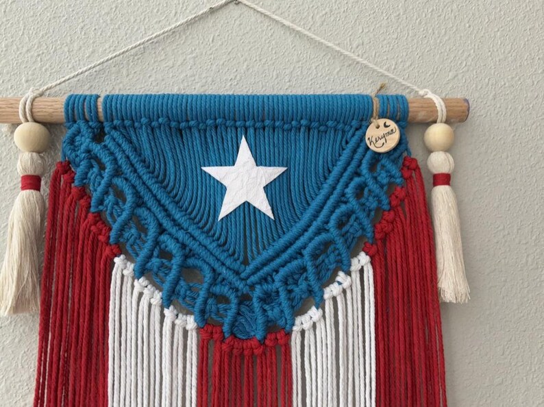 Puerto Rico Flag / Luxe Macrame Wall Hanging / Puerto Rican Flag ...