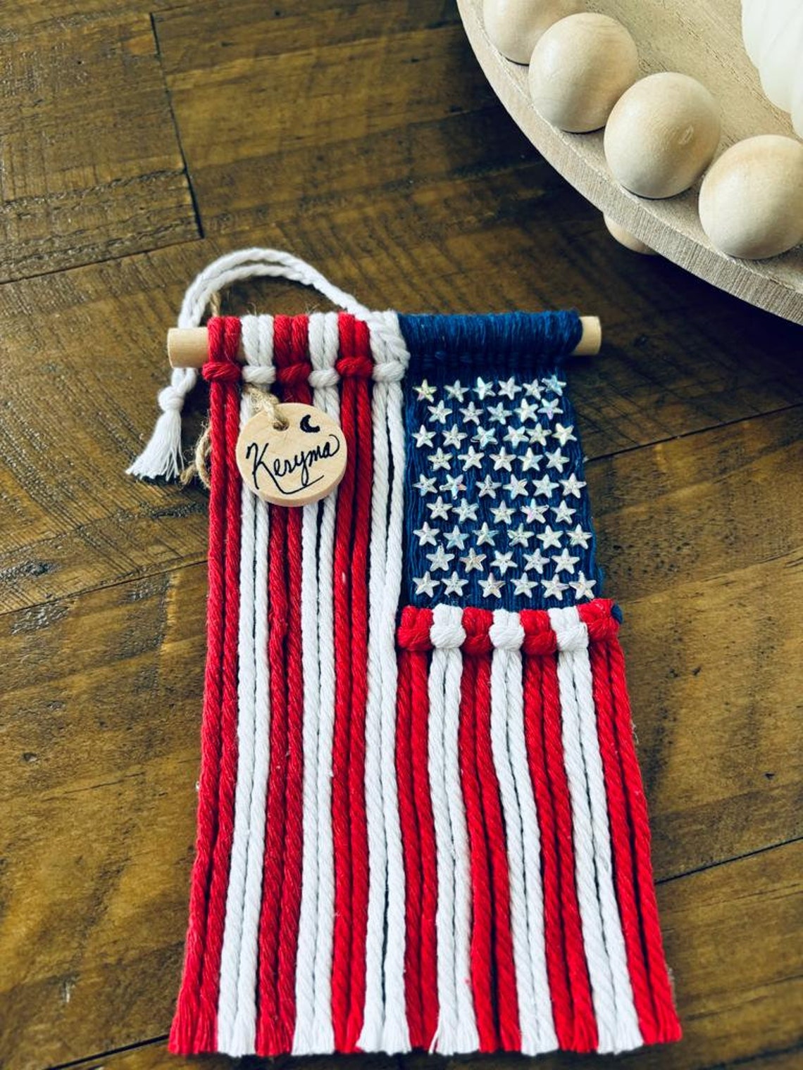 American Macrame Flag / American Flag / United States / Small Flag ...