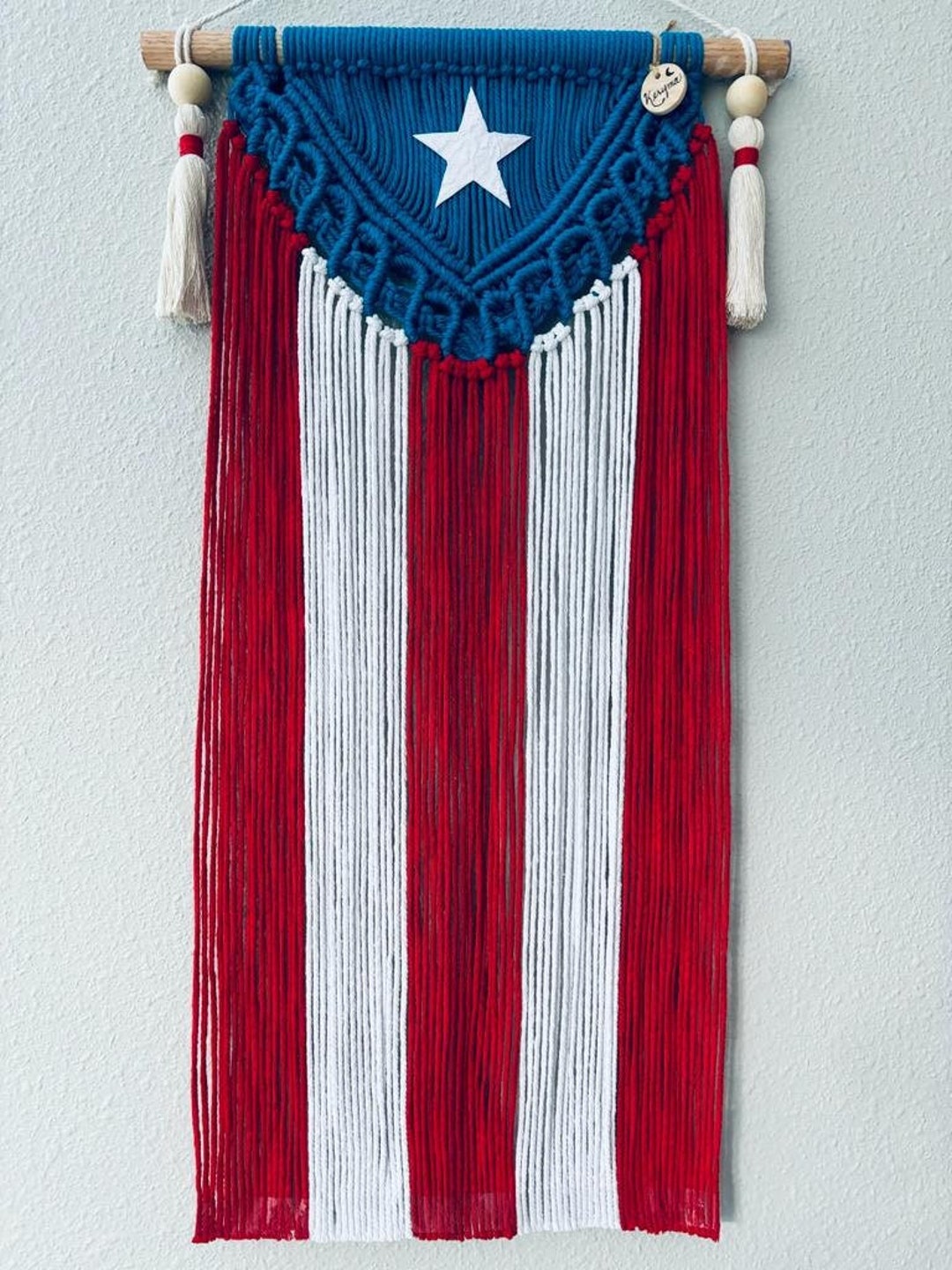 Puerto Rico Flag / Luxe Macrame Wall Hanging / Puerto Rican Flag ...