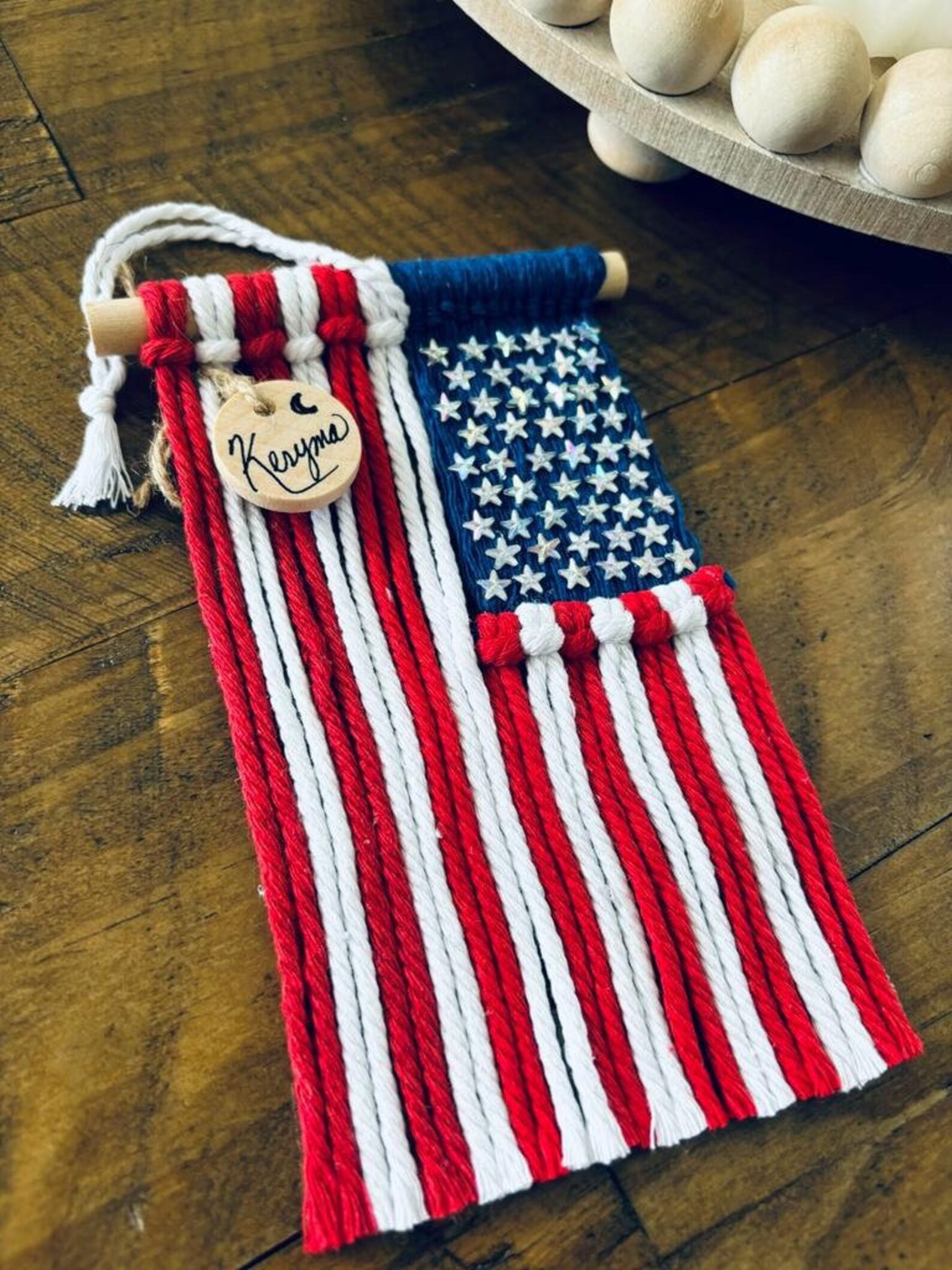 American Macrame Flag / American Flag / United States / Small Flag ...