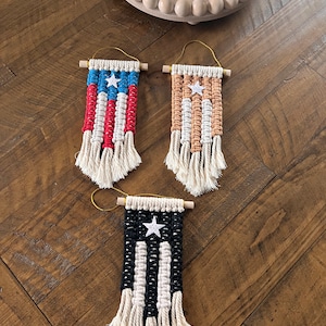 Handmade Puerto Rico Macrame Flag: Small Cotton Car Decoration - Etsy