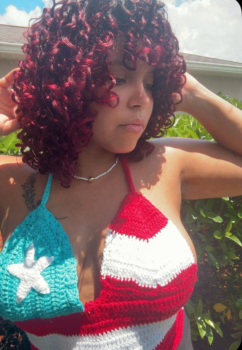 Crochet Puerto Rico Flag Halter Top: Boricua Pride Concert Outfit - Etsy
