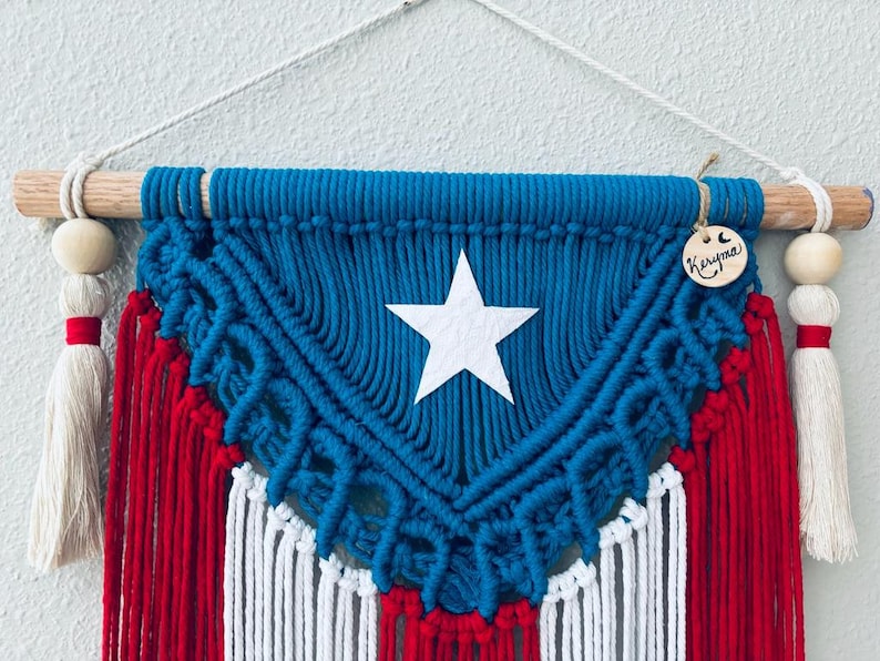 Puerto Rico Flag / Luxe Macrame Wall Hanging / Puerto Rican Flag ...