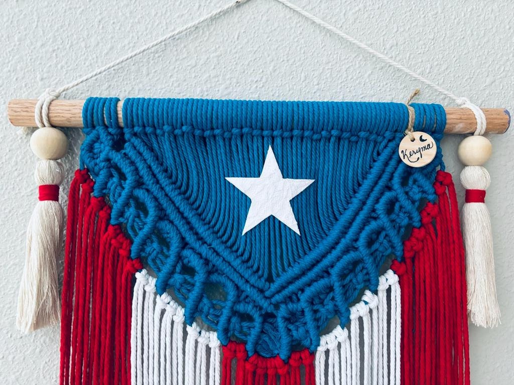 Puerto Rico Flag / Luxe Macrame Wall Hanging / Puerto Rican Flag ...