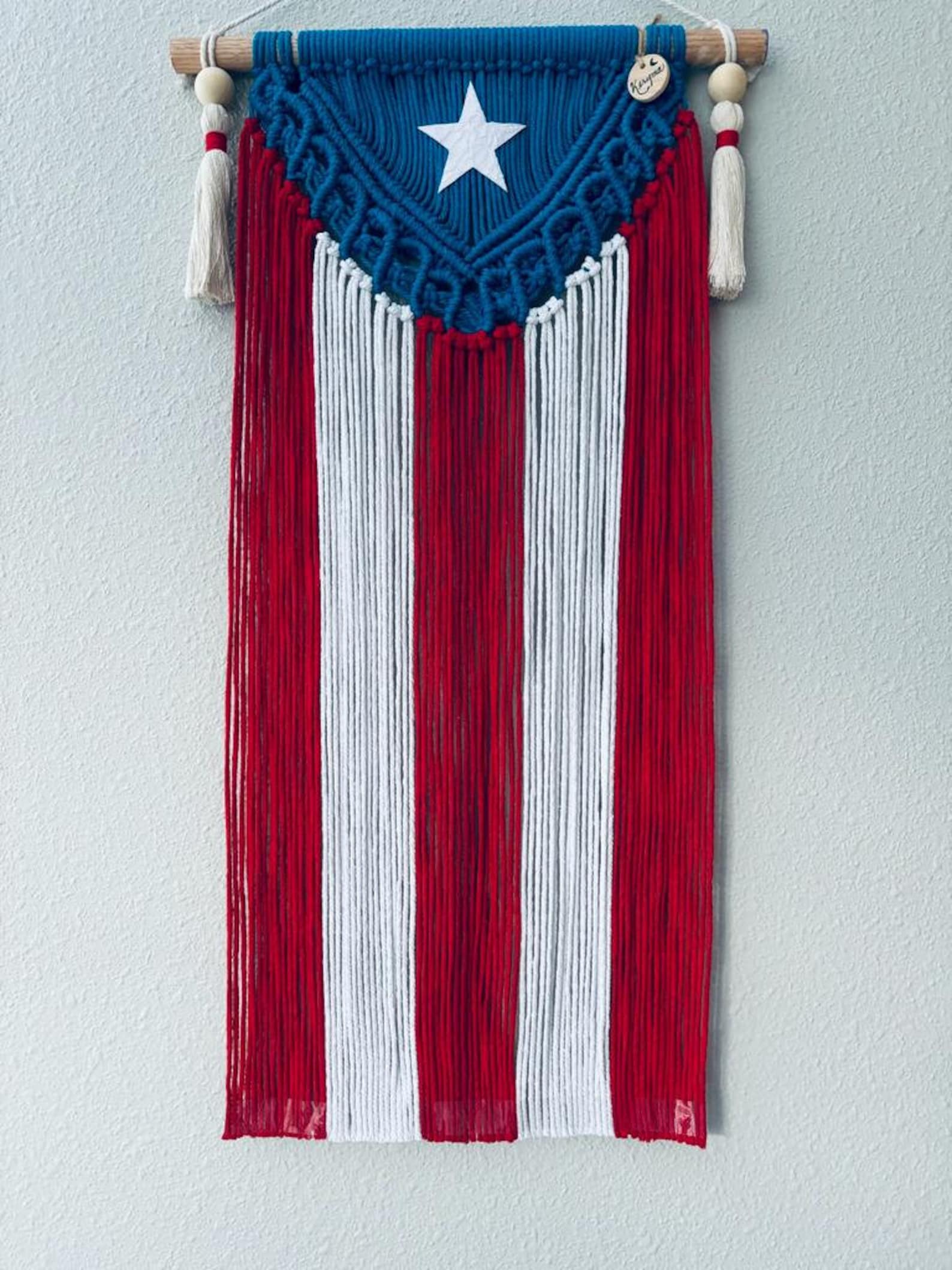 Puerto Rico Flag / Luxe Macrame Wall Hanging / Puerto Rican Flag ...